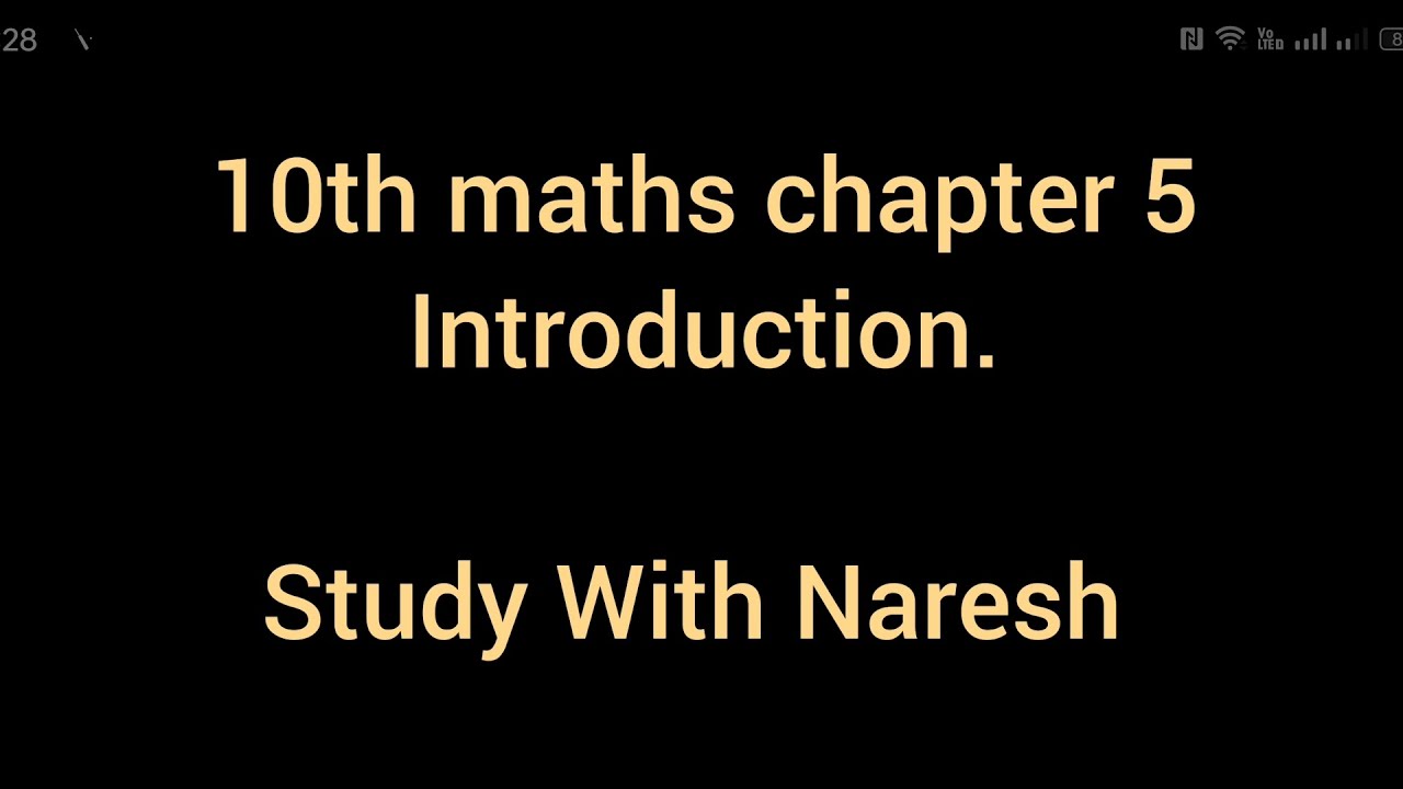 10th maths chapter 5 introduction - YouTube