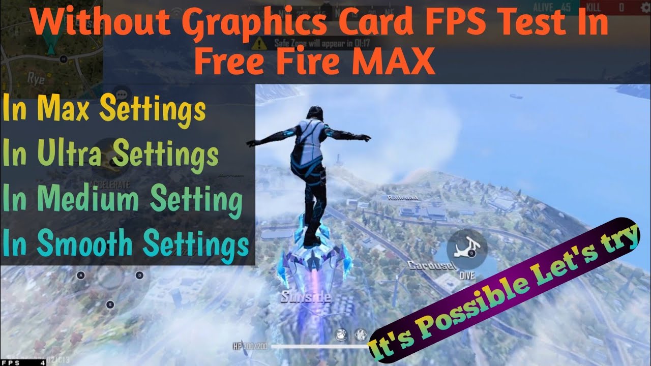 When I Play Free Fire MAX Without Graphic Card In All Settings || Intel ...