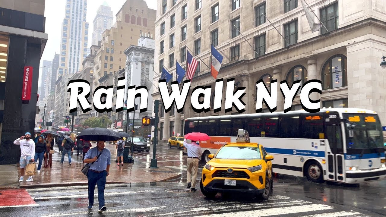 Walking in the Rain in Manhattan, NYC City Sounds 4k Rain Ambience ...