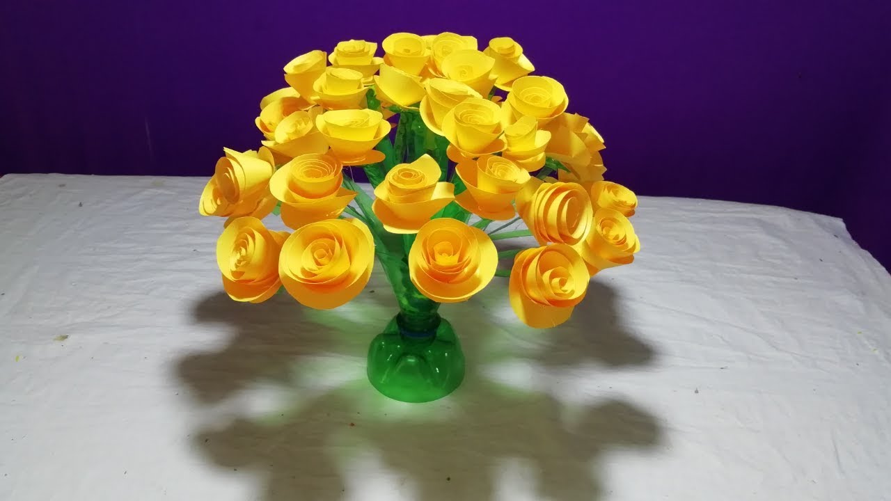 Wonderful Rose flower vase || Empty plastic bottle vase making Crafte ...