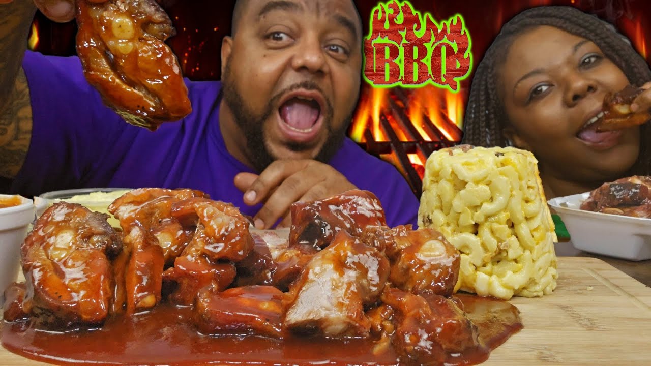 Ultimate BBQ Feast Mukbang: Saucy Rib Tips, Cheesy Mac & Cheese, Baked ...