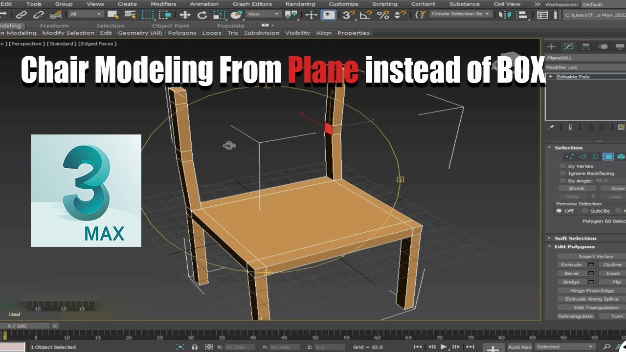 3ds Max Tutorial, Modeling Chair From PLANE instead of BOX | Professor ...