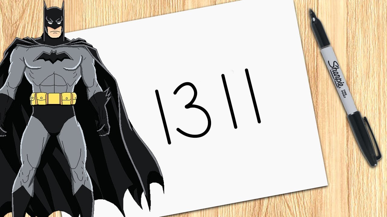 Batman Drawing with numbers 1311 step by step for beginners - YouTube