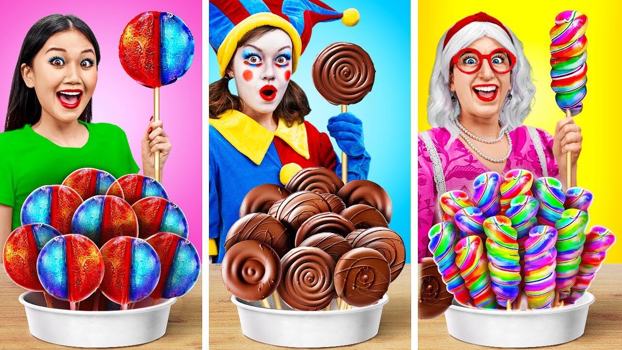 Me vs Pomni vs Grandma Cooking Challenge 🍭 Who makes the best recipe ...