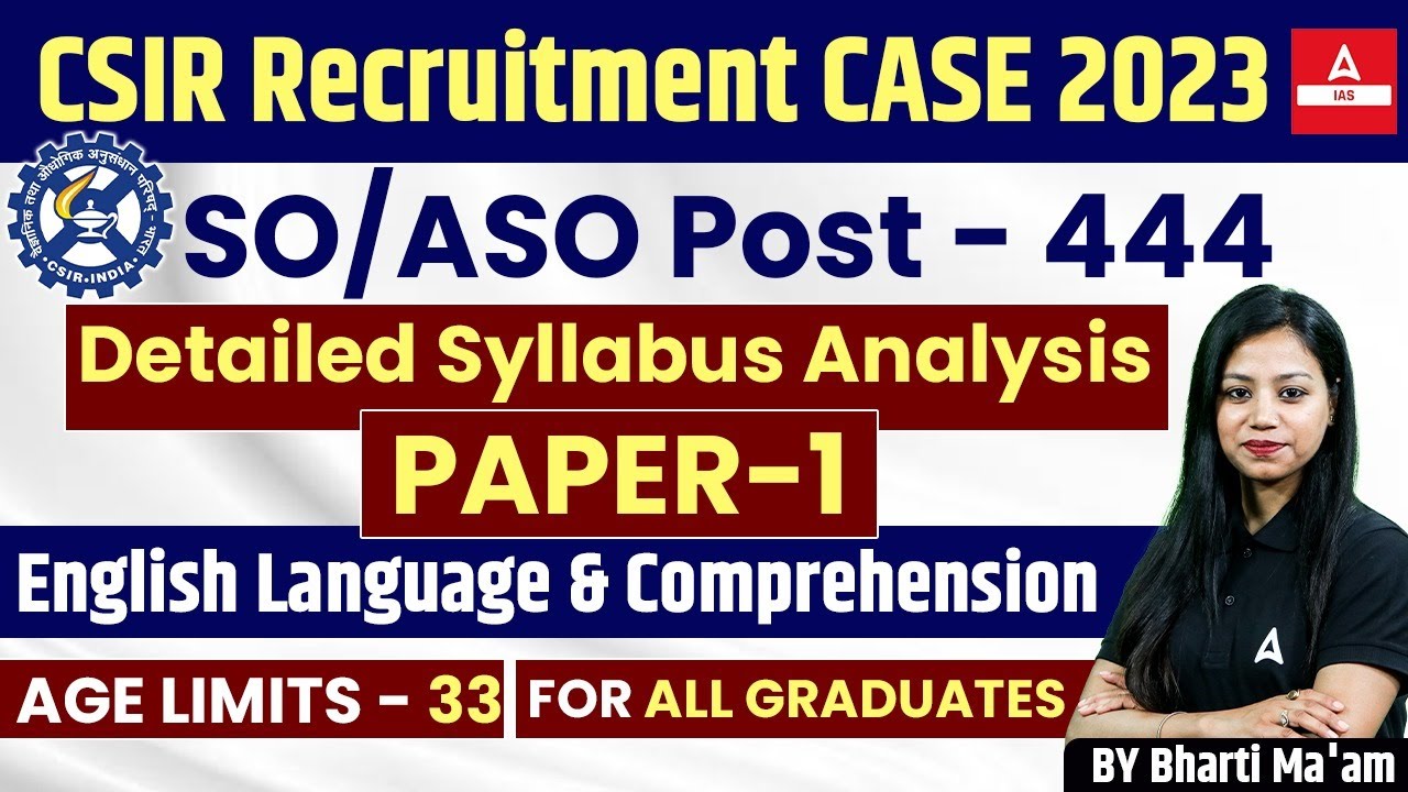 CSIR Recruitment 2023 Syllabus | CSIR SO/ASO Analysis Of Paper 1 ...