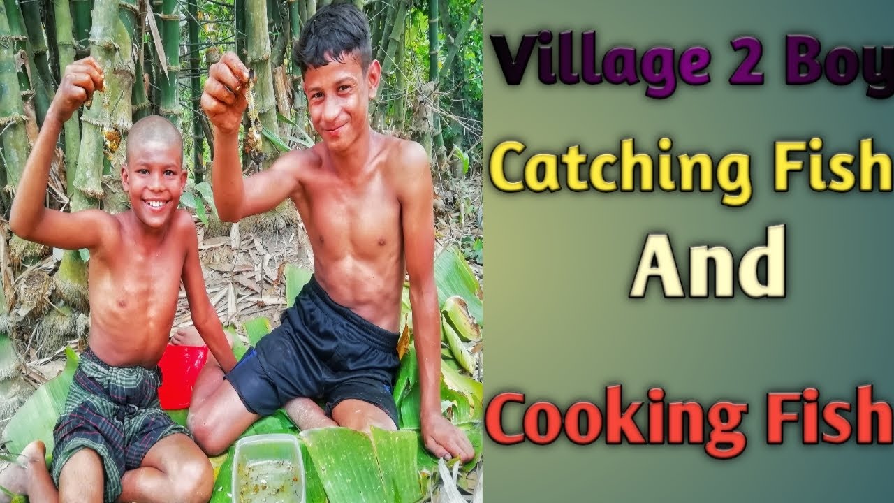 Village Boy Catching Fish / BBQ Cooking - YouTube