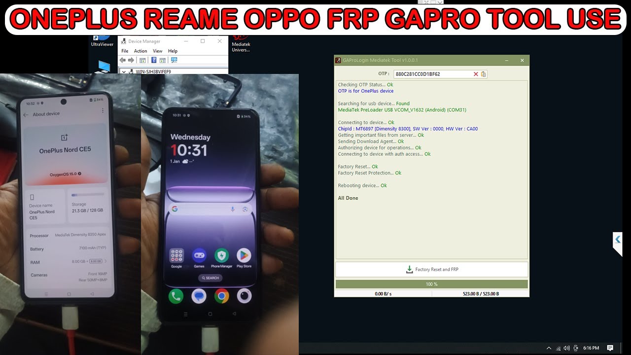 Realme / Oppo / OnePlus FRP Unlock One Click 😱 | GAPro Tool Android 13 ...