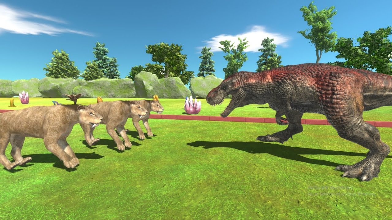 Smilodon Vs T-REX Dinosaurs - YouTube