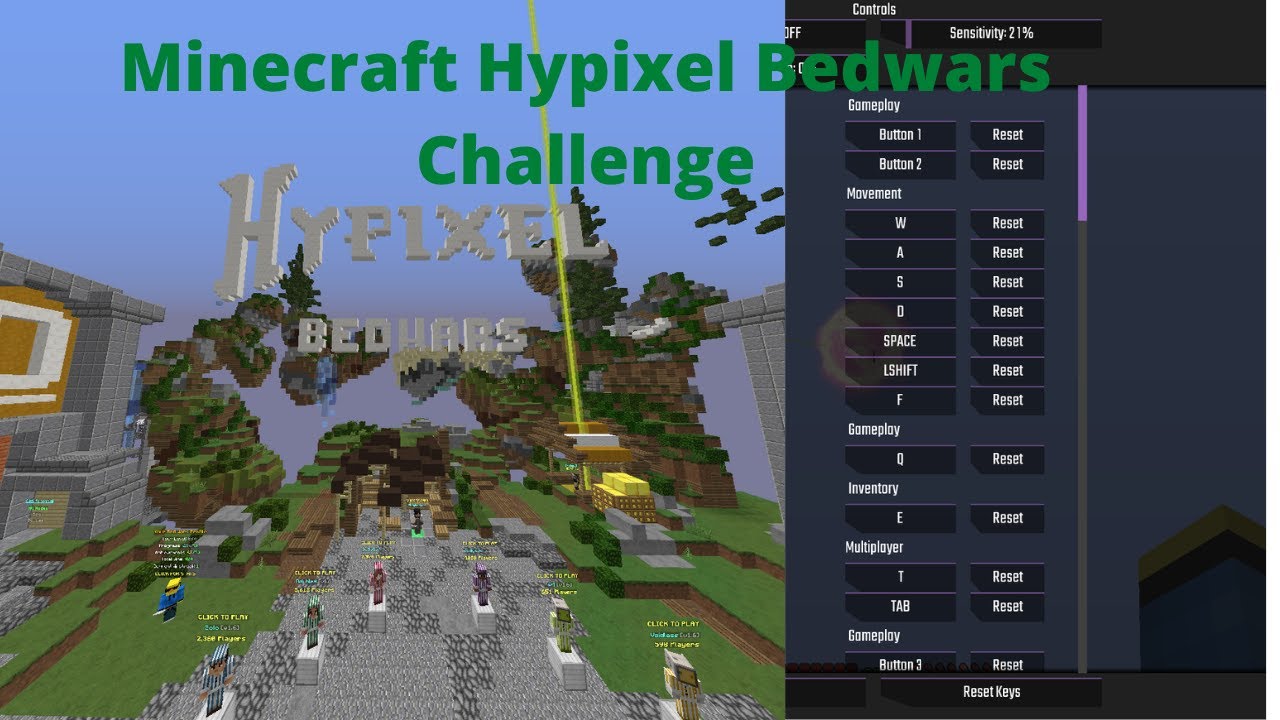 Minecraft Hypixel Bedwars Challenge | But everytime i get a bed/final kill I lose a keybind ...