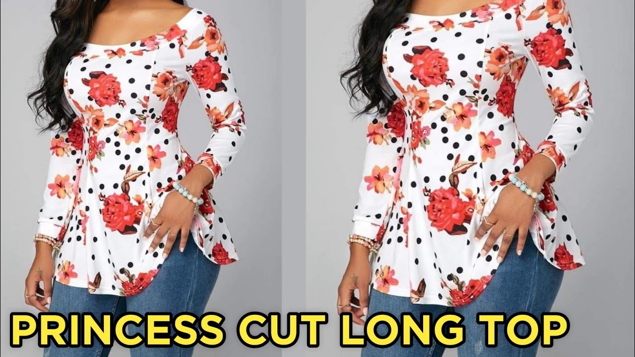 princess cut long top || cutting and stitching very easy method - YouTube