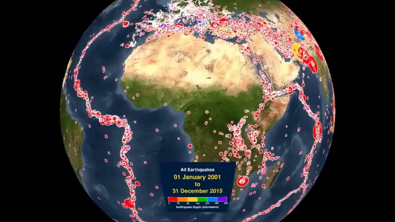 Global Earthquake Animation 2001 2015 - YouTube