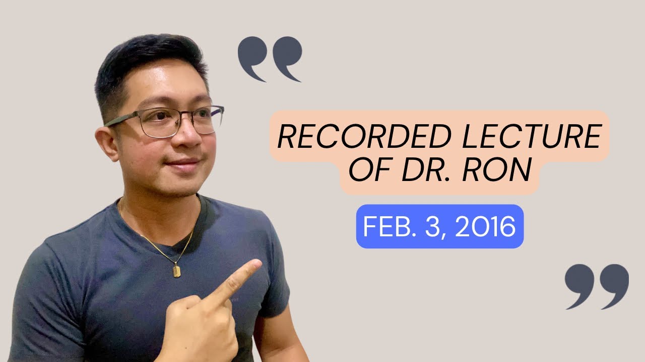 RECORDED LECTURE OF DR. RON FEB. 6, 2016 / SANTE BARLEY - YouTube
