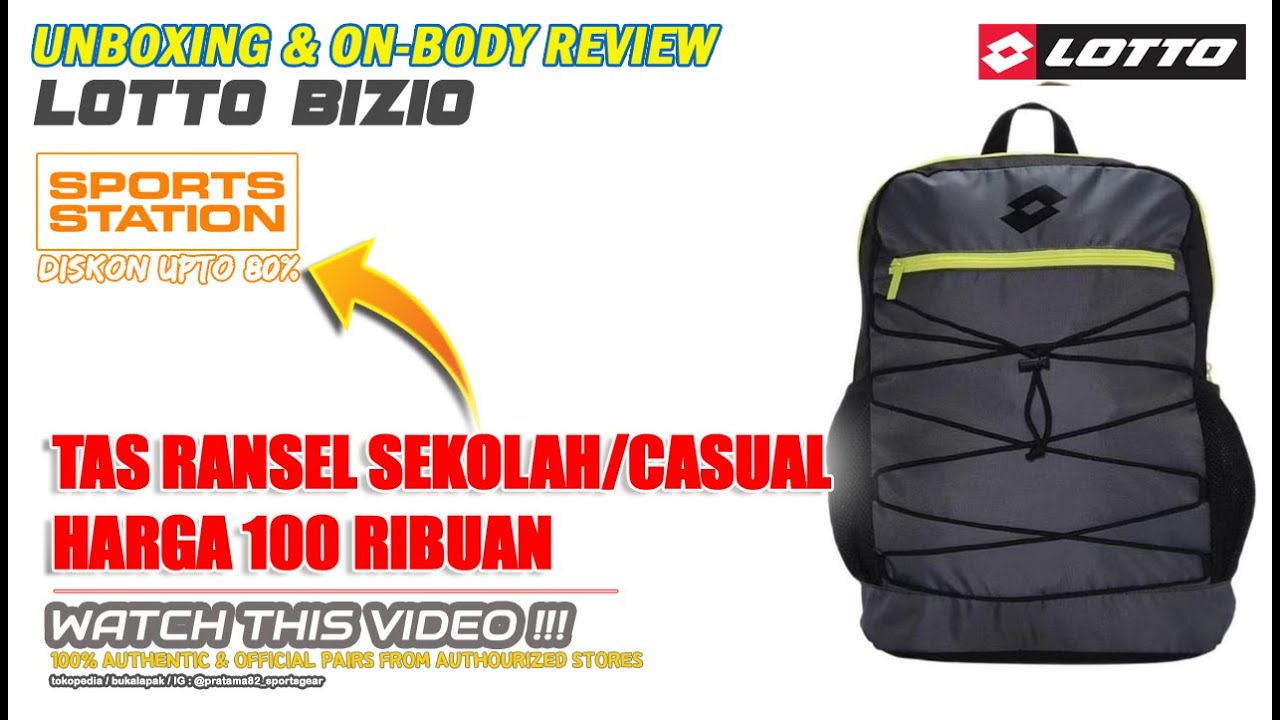 Unboxing & review LOTTO BIZIO LAPTOP BACKPACK BAG TAS RANSEL SEKOLAH ...