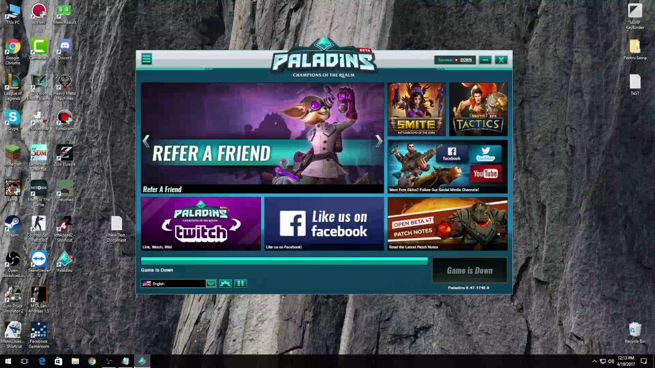 How fix GAME IS DOWN paladins! WORK 2017 - YouTube