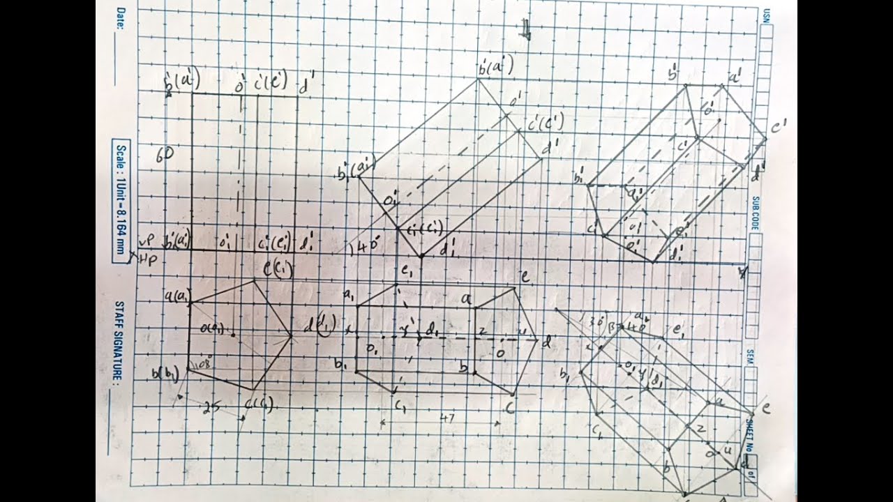 Projection of Solids problem 8. Engineering drawing solids computer ...
