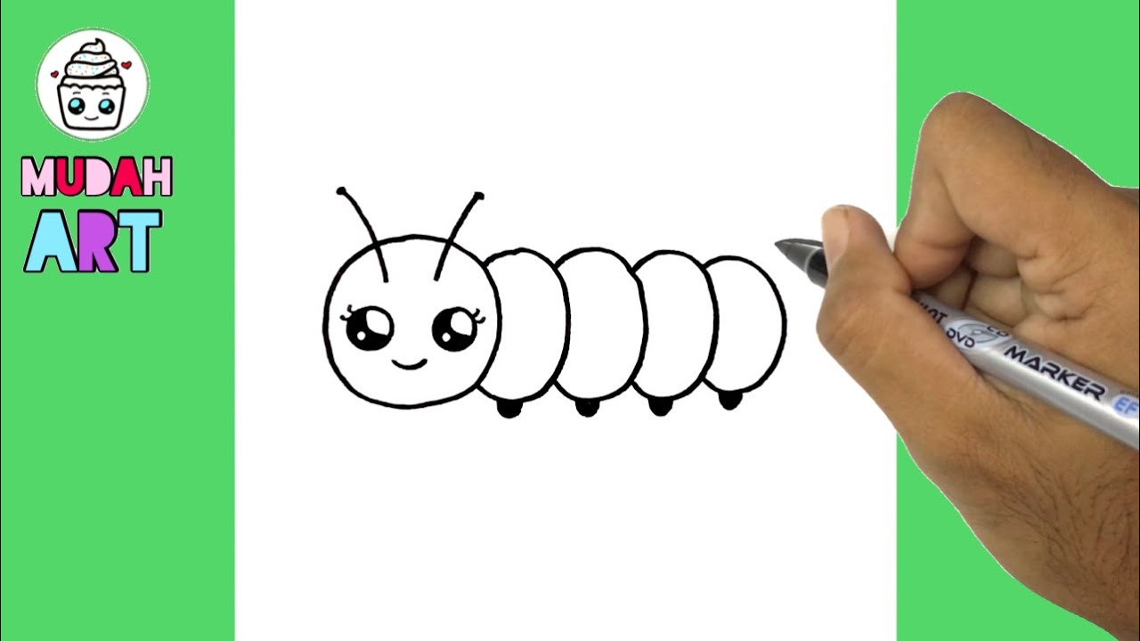 CARA MELUKIS ULAT COMEL | lukisan mudah - YouTube