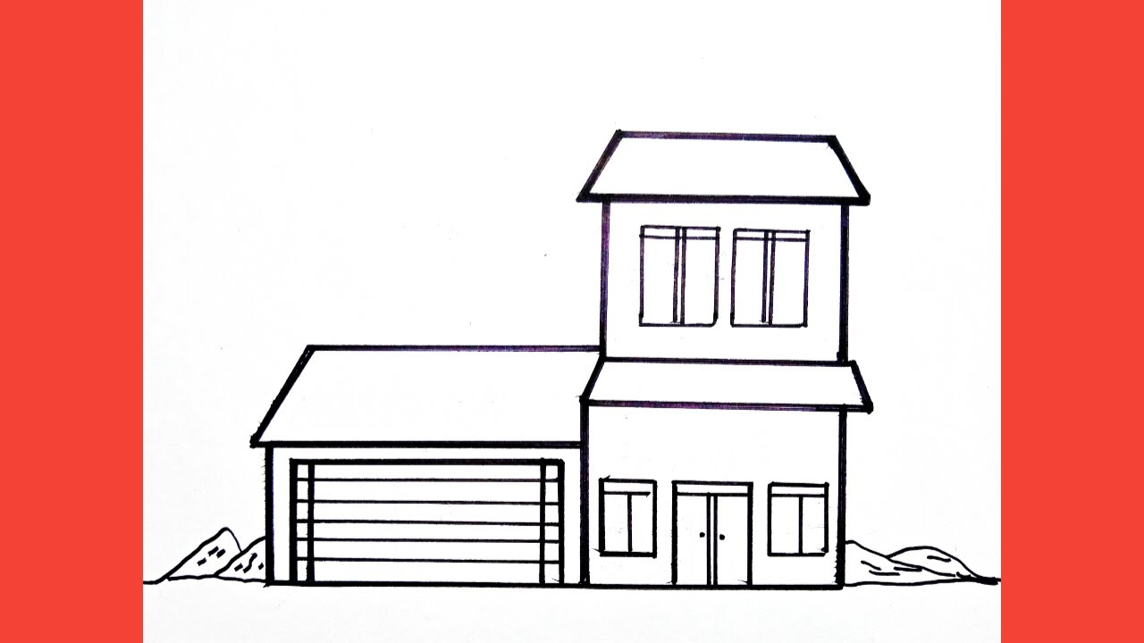 Cara Menggambar Rumah Tingkat Untuk Pemula Tutorial Menggambar Rumah