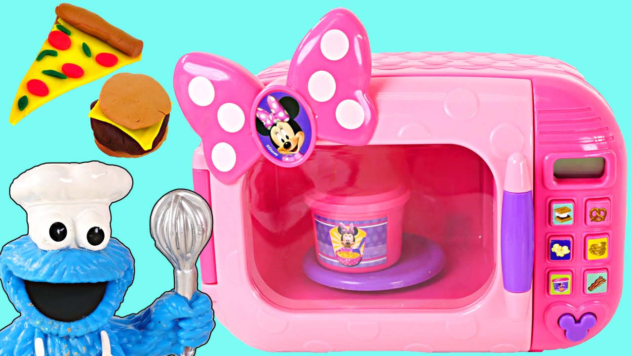 MINNIE MOUSE Marvelous Talking Microwave + Cookie Monster Play Doh Toy ...