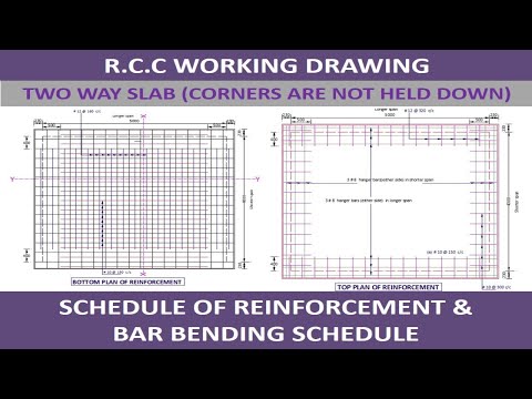 Two Way Slab Corners are not held Down-Drawing-Schedule of Reinforcement & Bar bending schedule