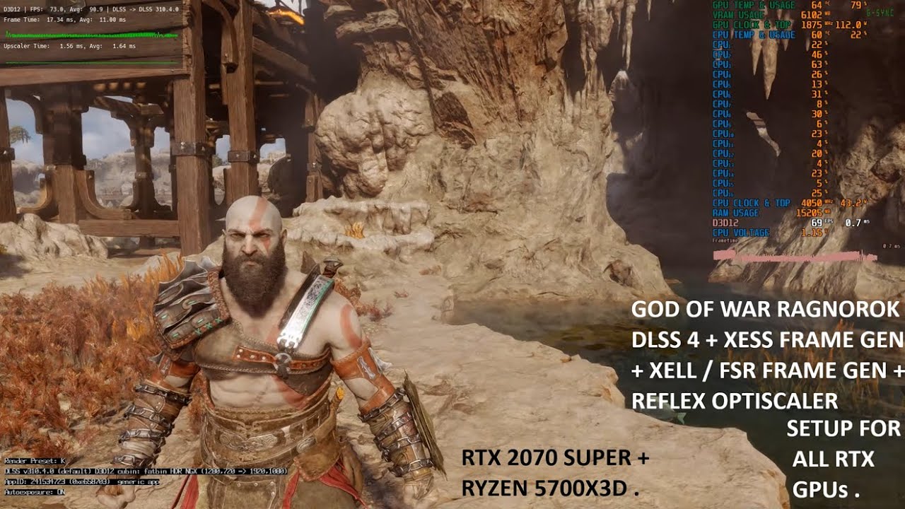 God of War Ragnarok DLSS 4 + XeSS Frame Gen + XeLL / FSR FG + Reflex Optiscaler Setup All RTX ...