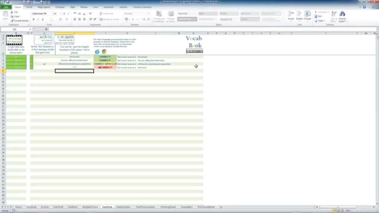 Oral questions - Vocab Book for Excel - YouTube