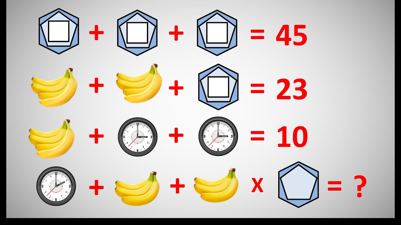 Only 1 In 1000 Can Solve this Bananas, Clock, Hexagon Algebra Problem ...