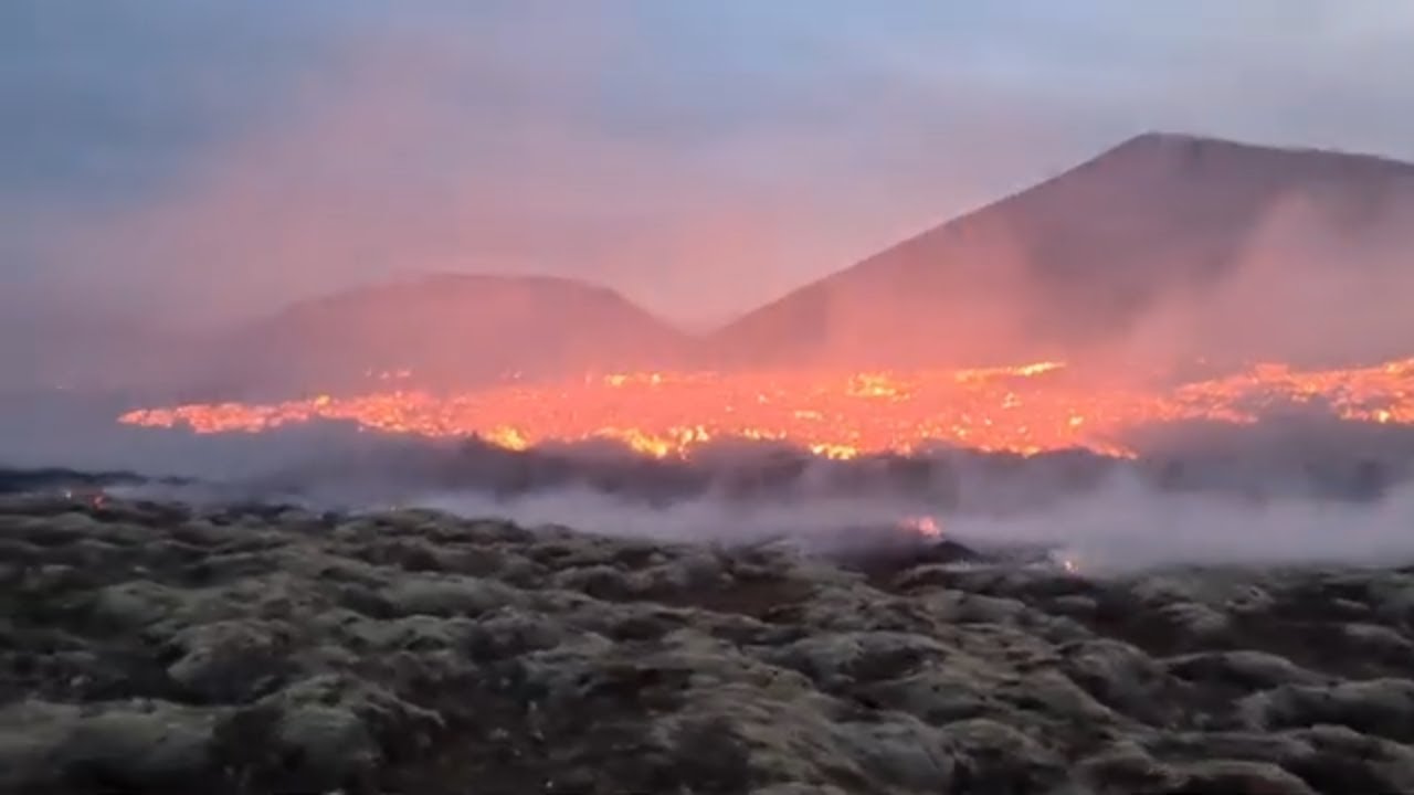Lava flooding the lowland adjacent to Litlihrutur Mt. Our way home by ...