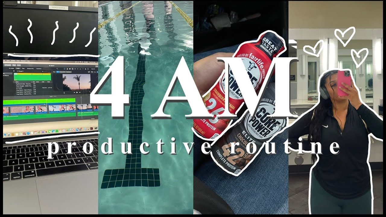 4 am Productive Routine: Swimming, Working, and Running - YouTube