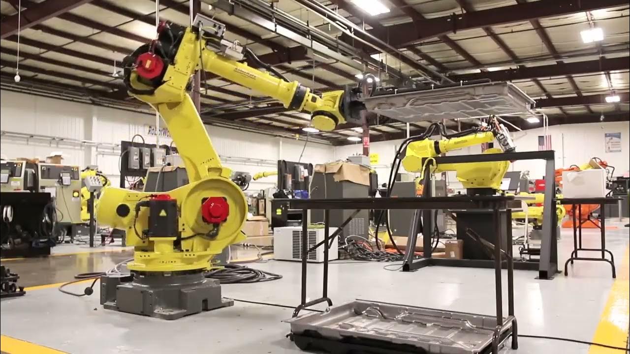 FANUC Material Handling Robot with Magnetic Gripper - YouTube