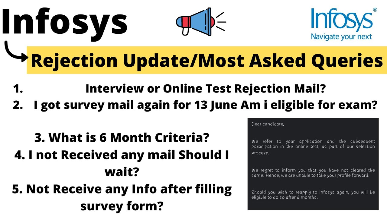 Infosys Rejection Update | From Mail or Other Source | 6 Month Criteria ...