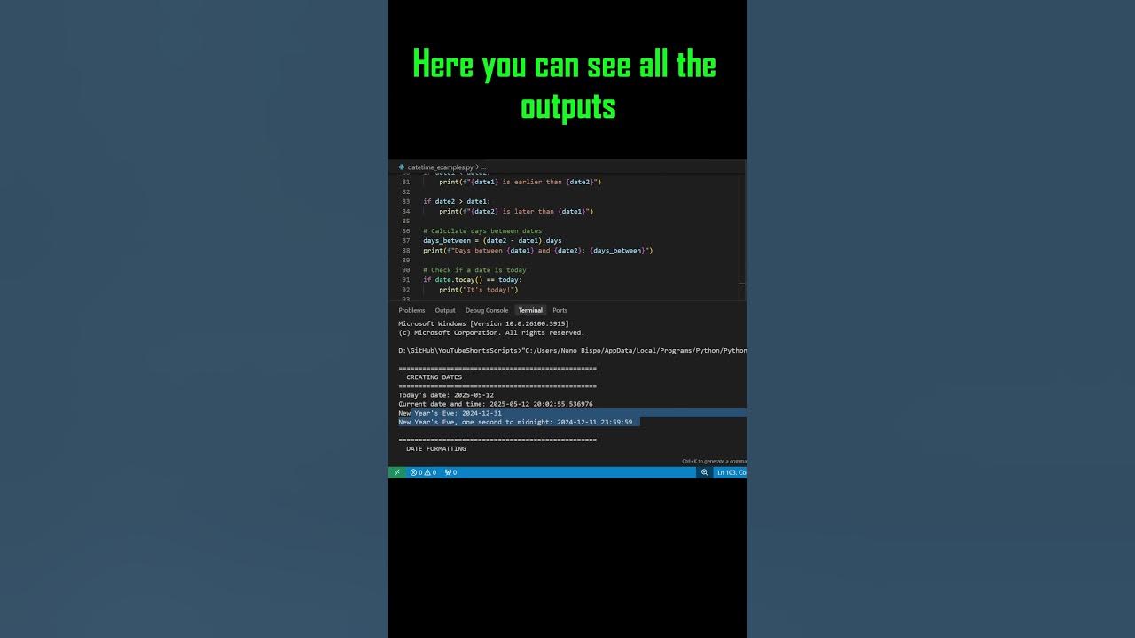 Python's datetime Module Made Simple #coding #codingtips #programming #pythontips #python - YouTube