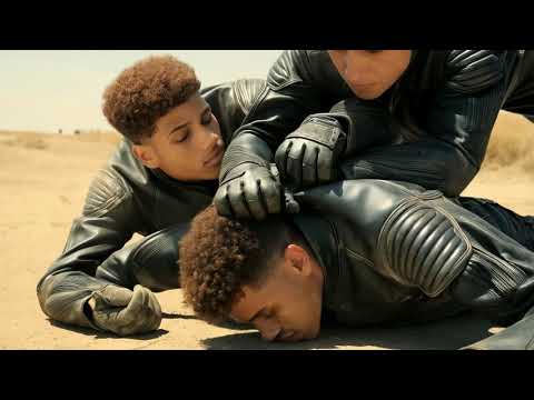 boys in leather clothes fighting in the mud