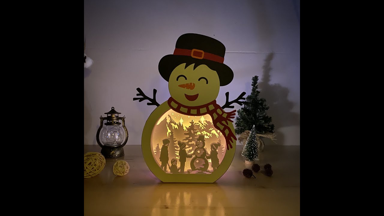 How To Make Snowman Lantern Light Box - YouTube