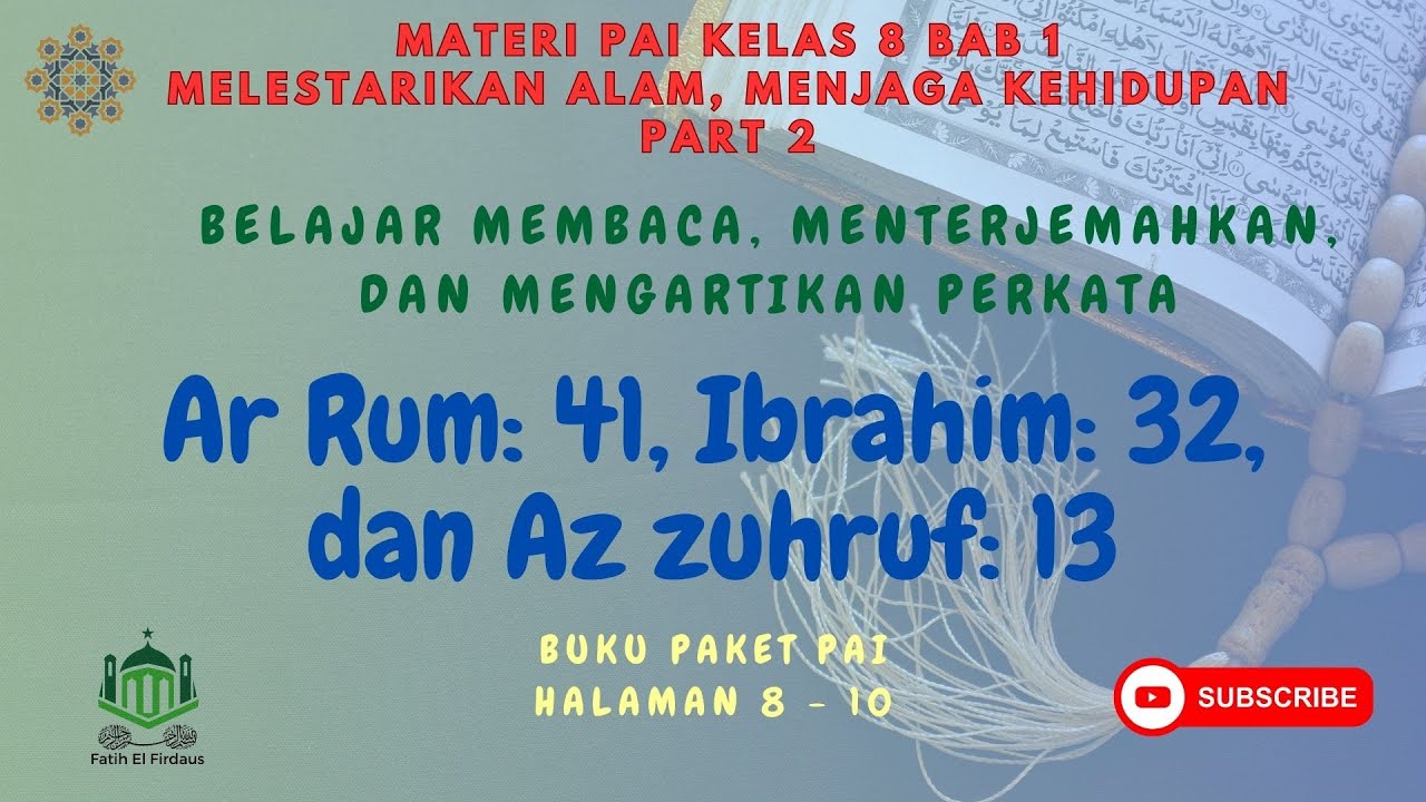 Membaca, Menerjemahkan, mengartikan perkata Al Quran Surat Ar-Rum: 41 ...