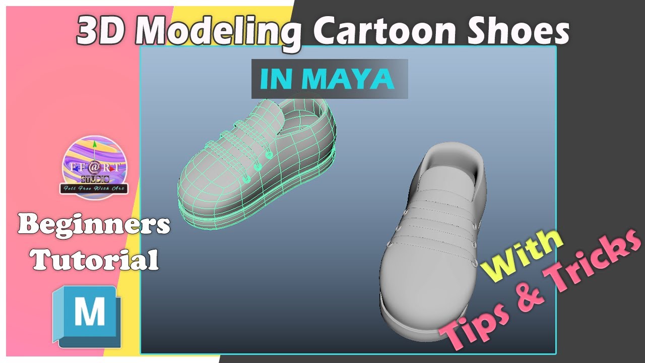 3D Modeling Cartoon Kids 👟 shoes in Autodesk Maya | Low poly easy shoes ...