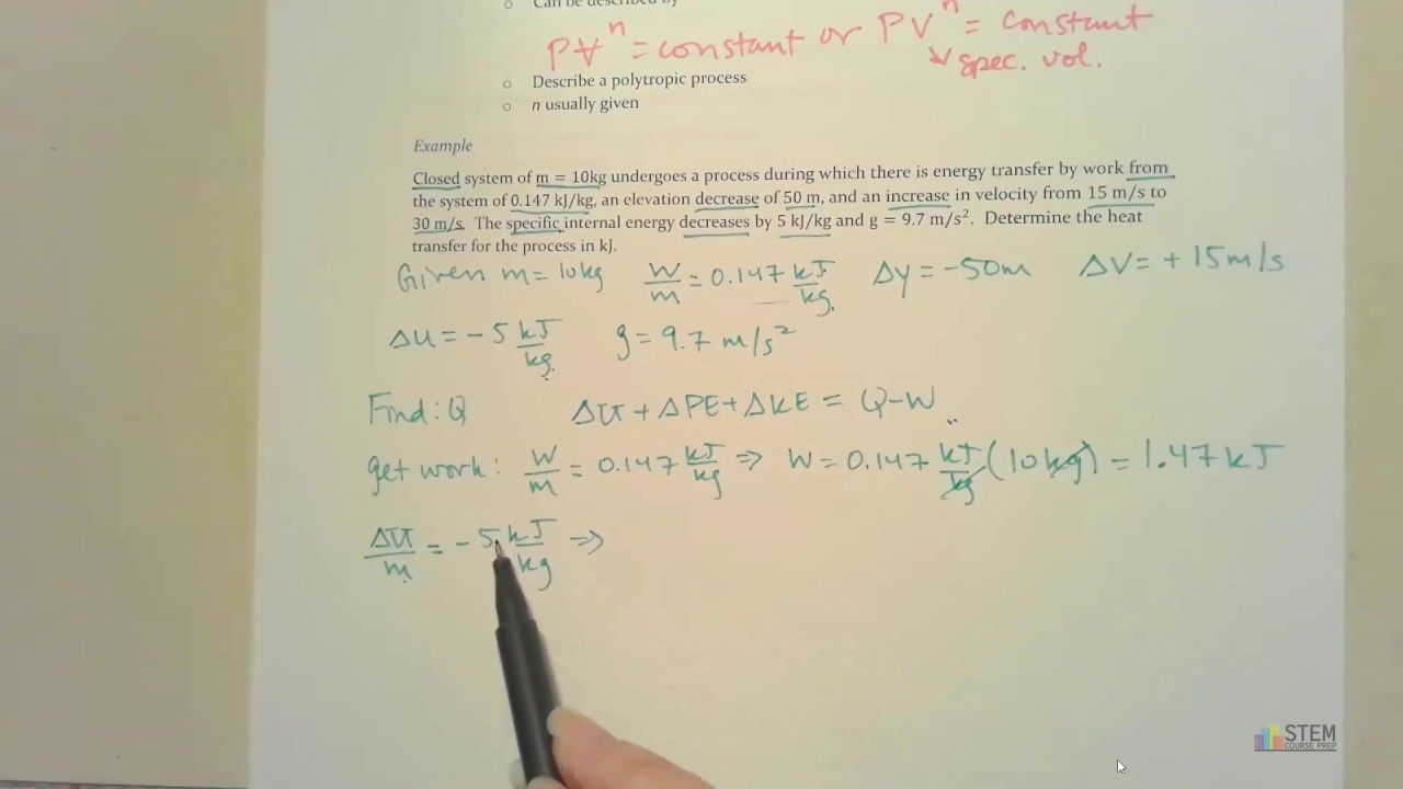 Thermodynamics - Closed system energy balance example finding heat ...