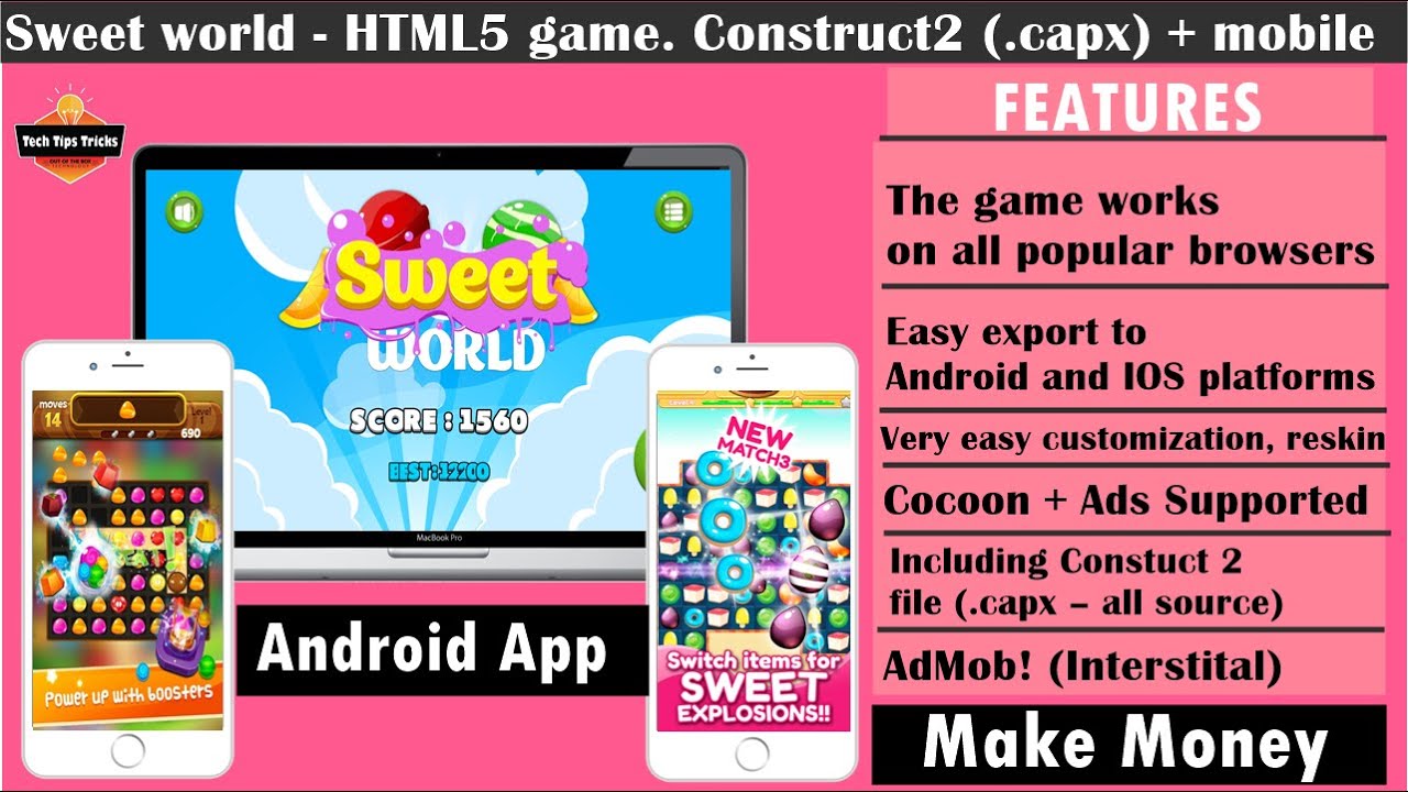 Sweet world - HTML5 game Construct2 + mobile - Source Code - 2020 Tech Tips Tricks - YouTube