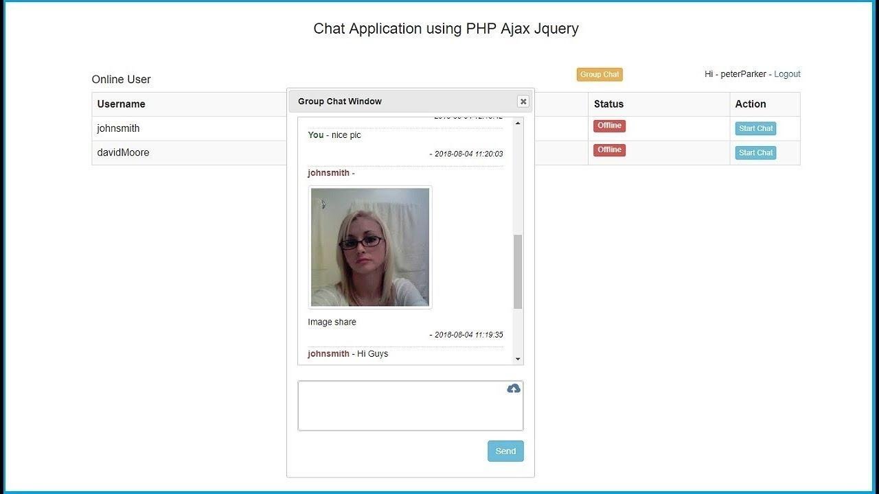 Image Share Chat Application Using Php Ajax Jquery 11 Youtube