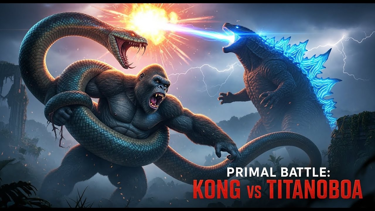 PRIMAL BATTLE: KONG VS TITANOBOA | GODZILLA AWAKENS HIS ATOMIC BREATH ...