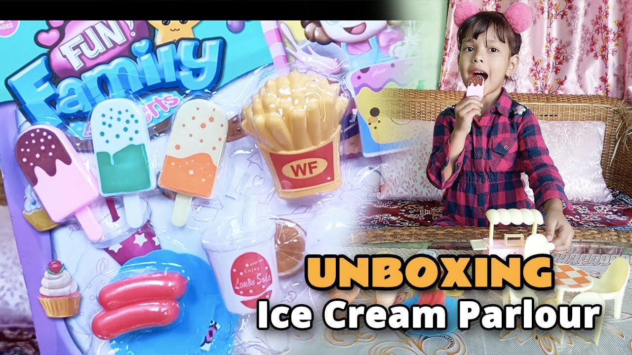 Ice Cream Parlour Set UNBOXING indoor games toys | ice cream set toy ...