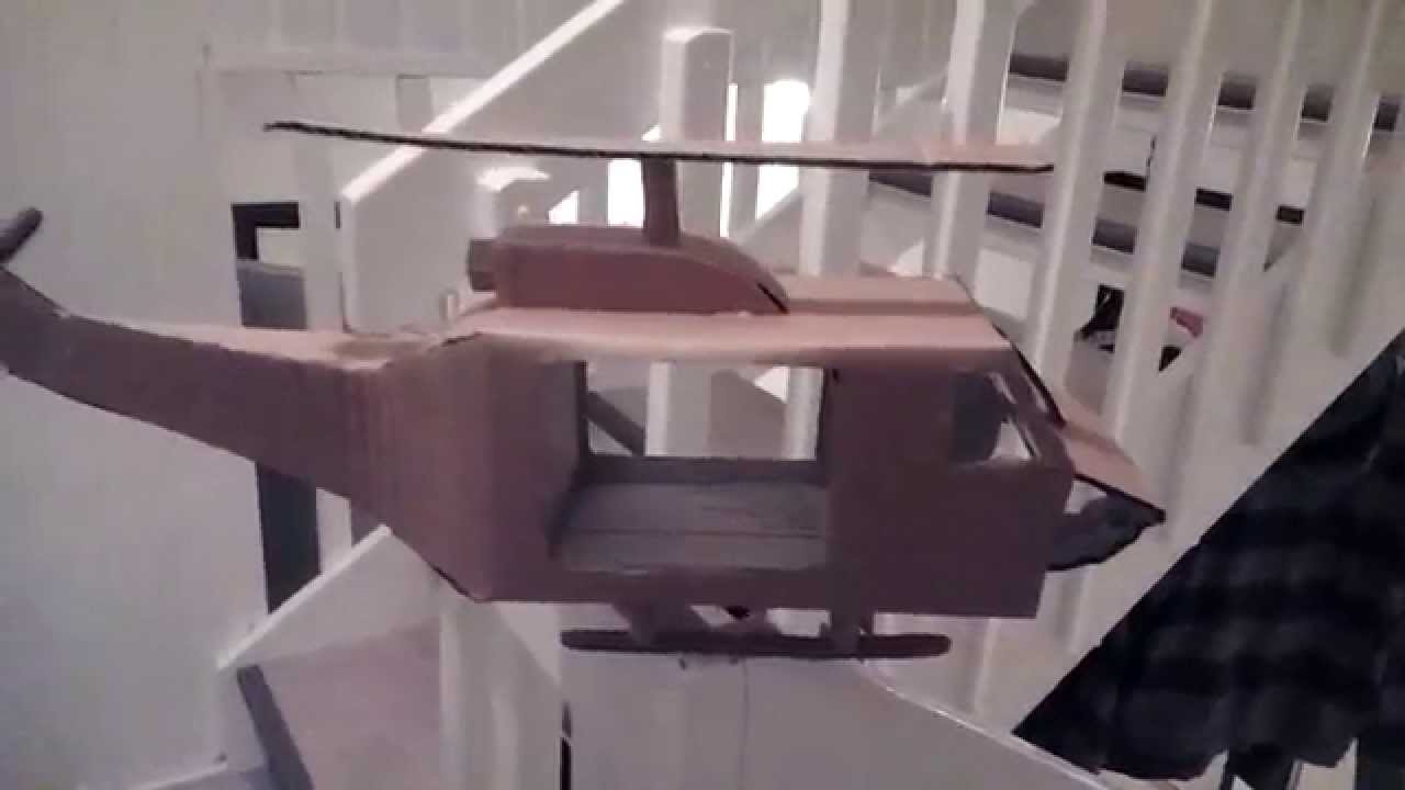 Bell UH-1 "Huey" made of cardboard first prototype - YouTube