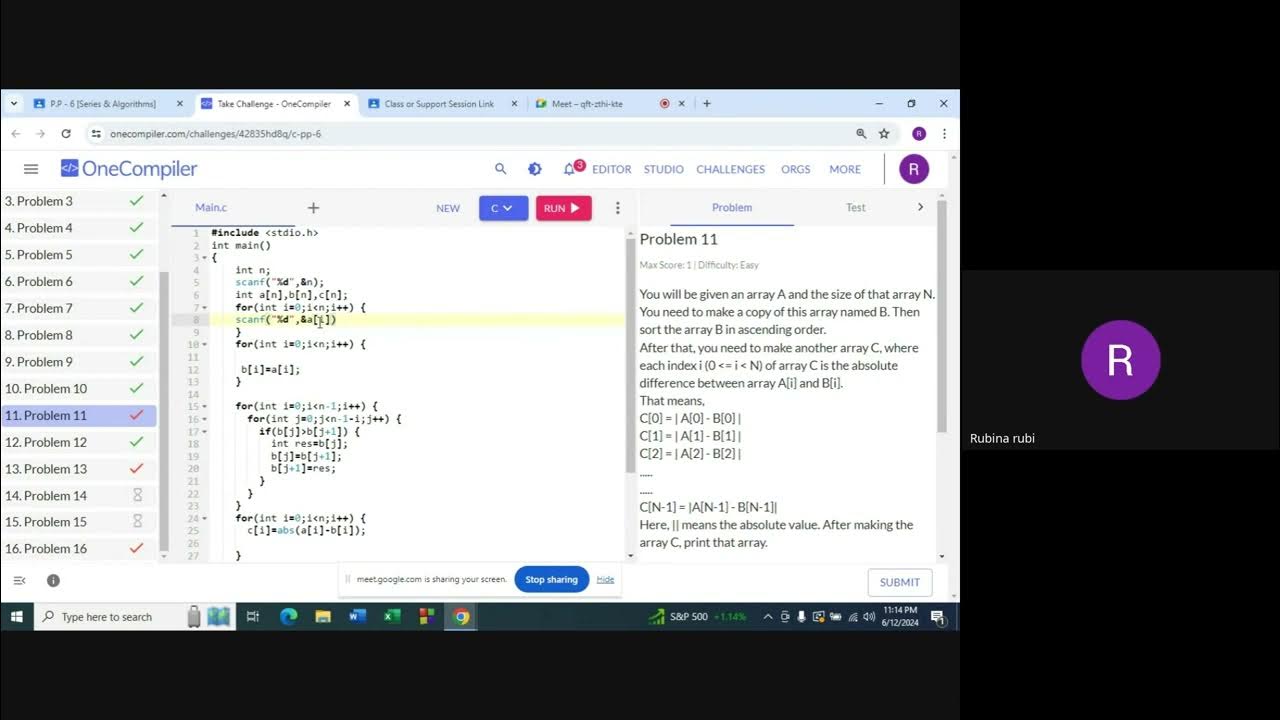 12 June 24, Daily Support Session of C Programming Private Batch - 7 - YouTube