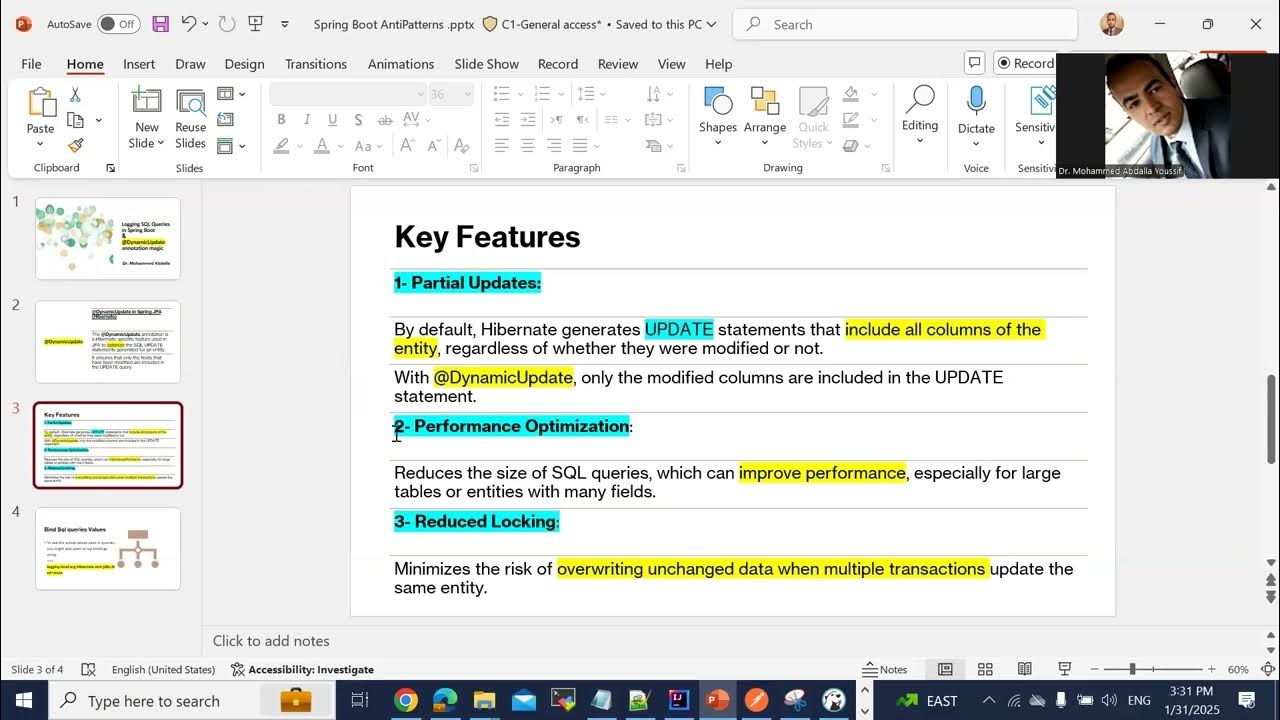 Lec59-@DynamicUpdate annotation and Sql queries Logging - YouTube