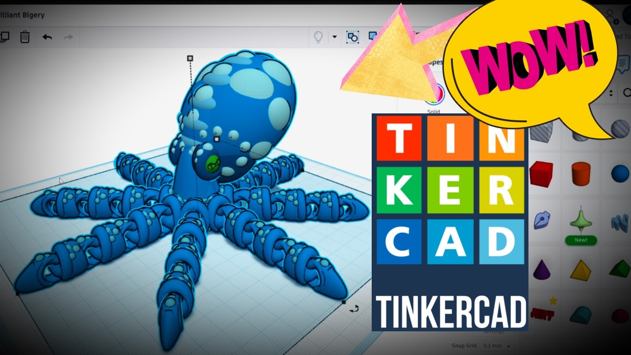 Tinkercad Tutorial, Articulated Octopus! AMAZING! ( 3D Modeling ) - YouTube