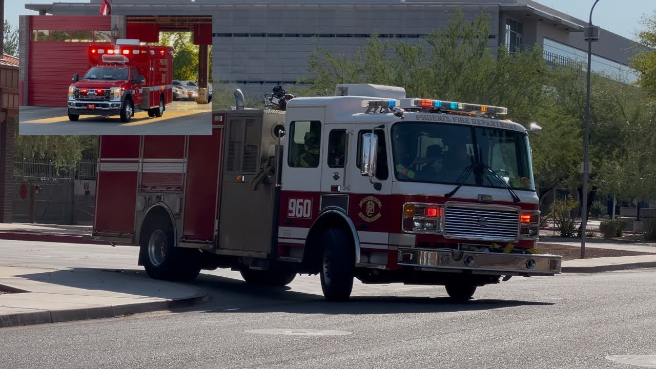 Phoenix Fire Department: Engine 960 and Rescue 30 Responding - YouTube