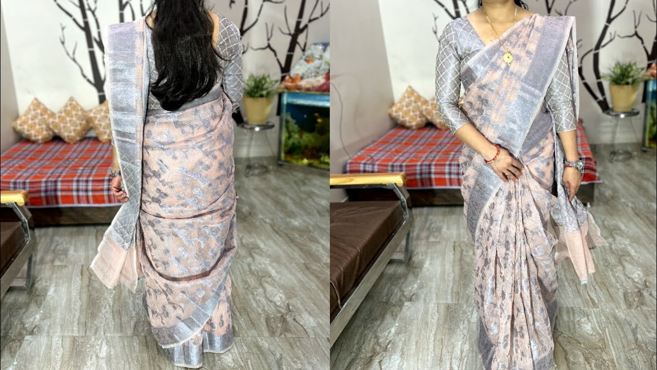 How To Wear Cotton Silk Saree Tutorials For Beginners | Easy cotton ...