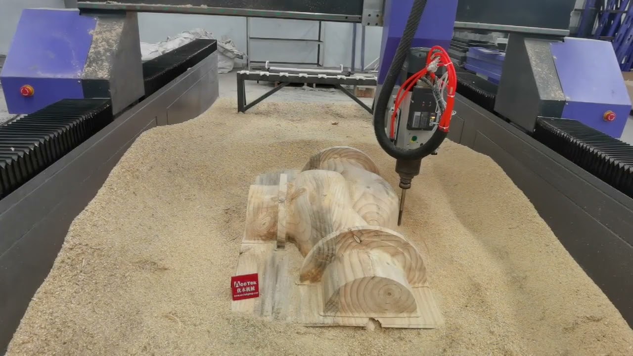Acctek 4 axis ATC cnc router for wood engraving cutting machine - YouTube
