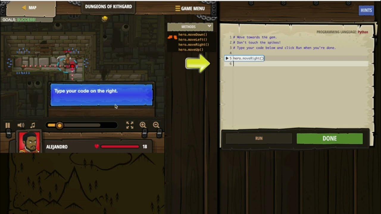 Codecombat Level 1 Kithgard Dungeons Dungeons Of Kithgard Youtube