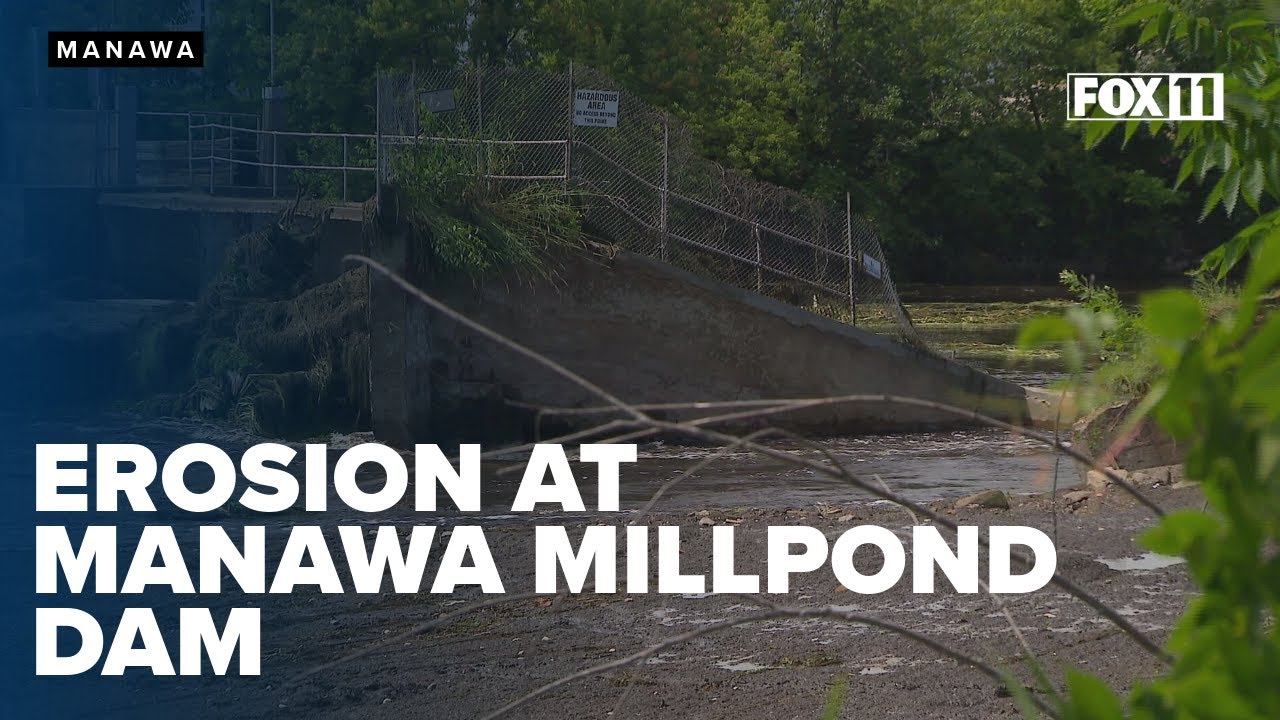 Erosion at Manawa Millpond Dam - YouTube