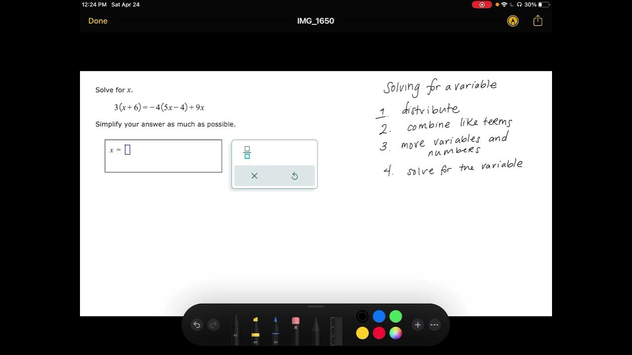 Solving a linear equation with several occurrences of the variable : variables on both sides ...